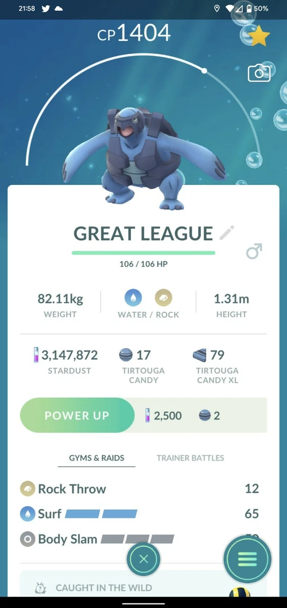 Tirtouga Evolution Chart