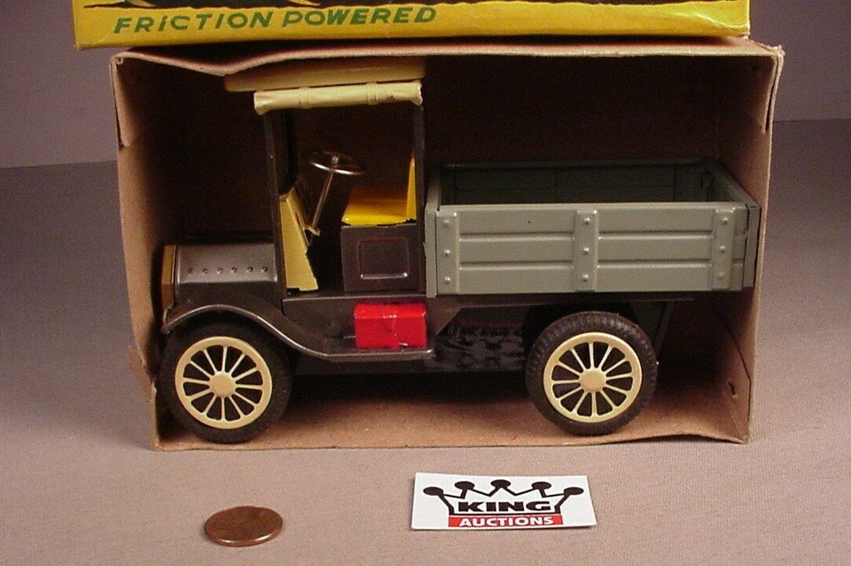 Vintage Cragstan Delivery Truck Tin Toy Car metal friction pick-up ...