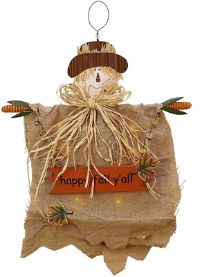 Fall Scarecrow Hanging Wall Decoration LED Battery Operated Scarecrow ...