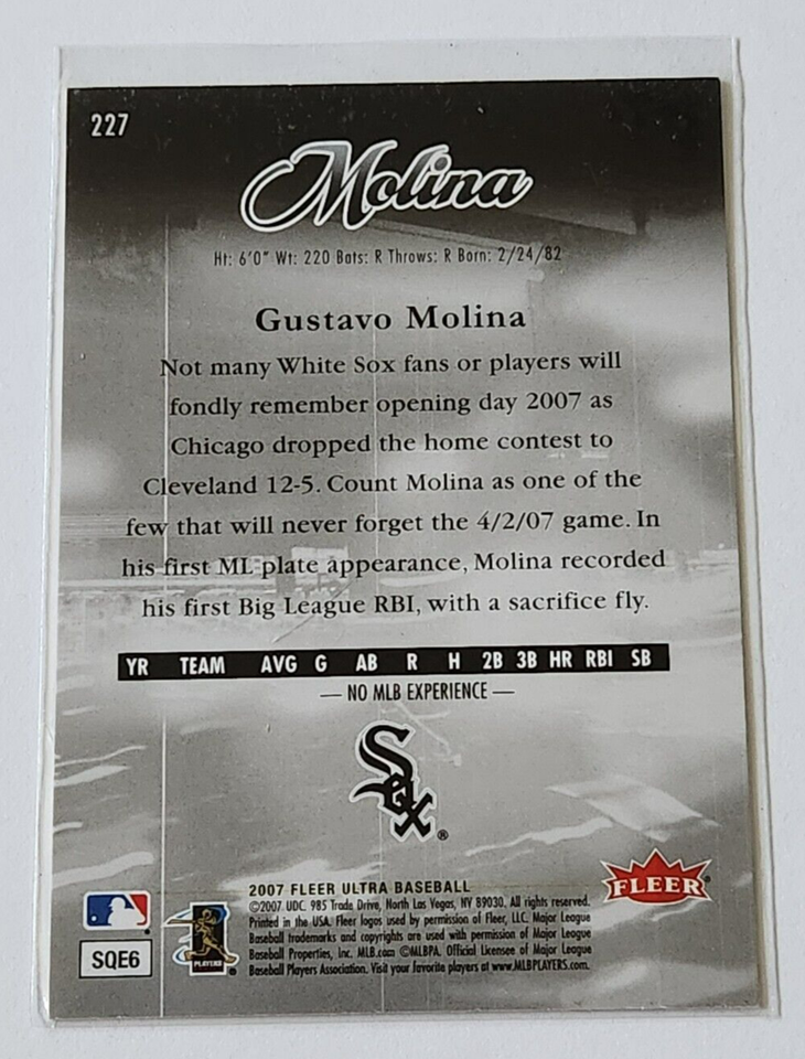 2007 GUSTAVO MOLINA ROOKIE CARD #227 WHITE SOX FLEER ULTRA | eBay