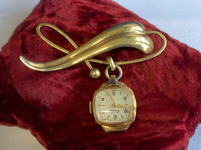 Vtg Forstner 10K Yellow Gold Nurse Watch Brooch 7.94g Pin Girard ...