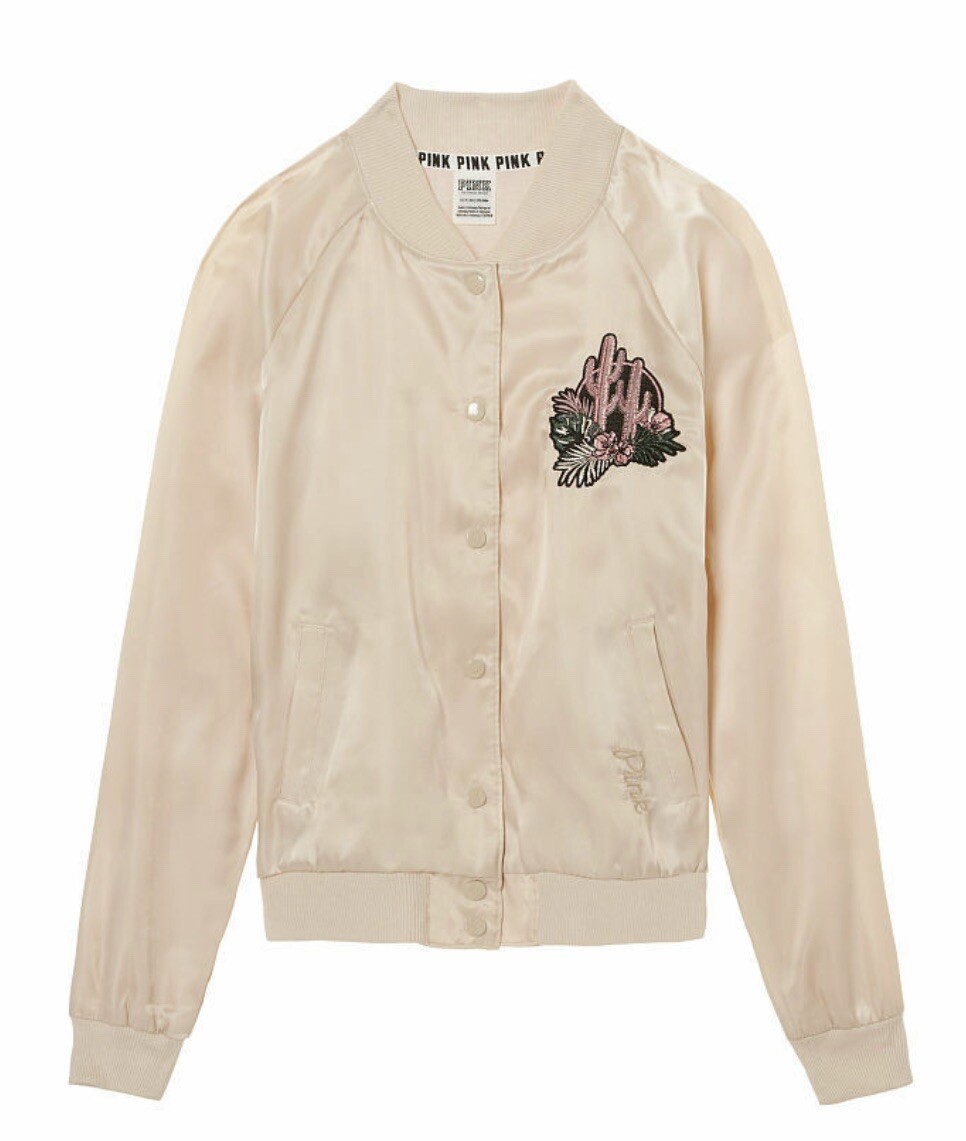 Victoria's Secret PINK Bomber Anorak Jacket Cactus Iv… - Gem
