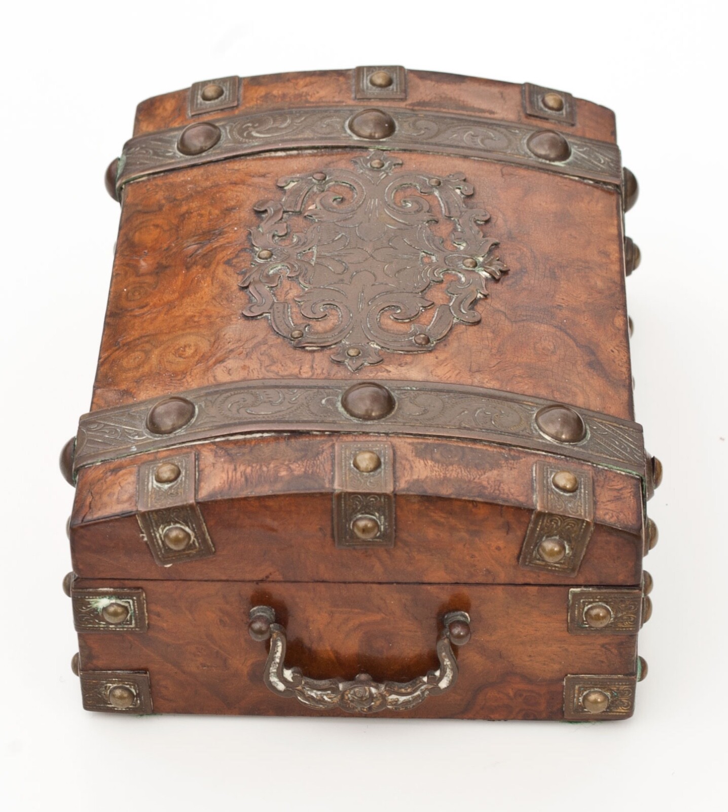 Antique Wood box with metal edging, handles & keyhole 1700s - early ...