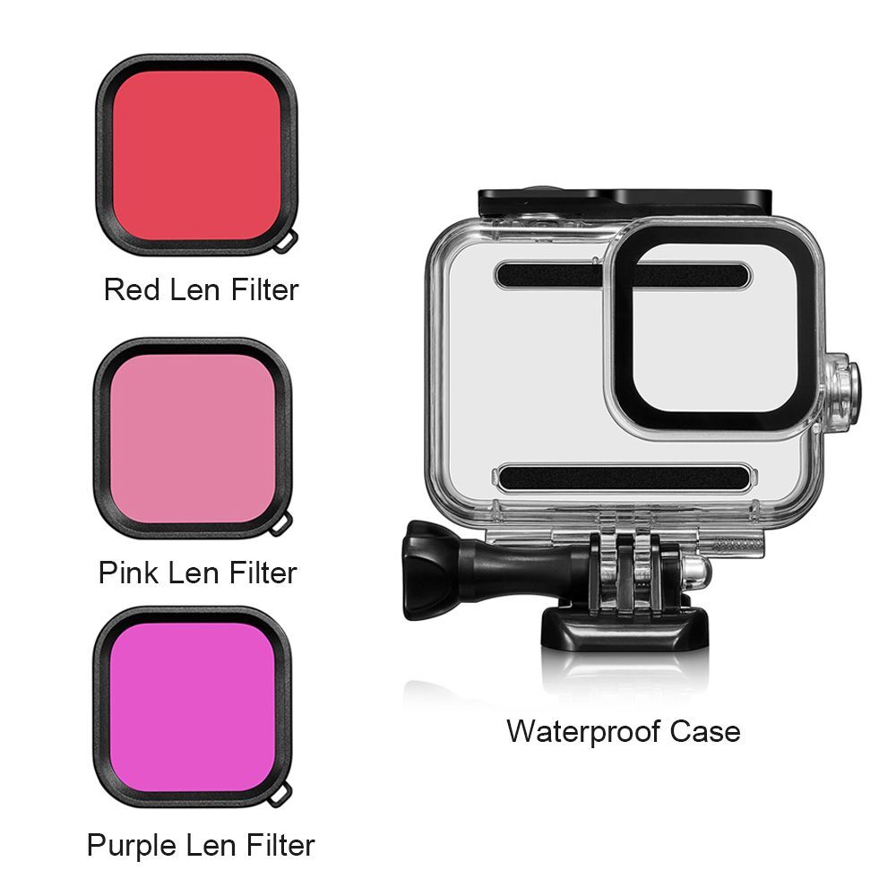 Case Diving Housing Cover Purple Pink Red Lens Filter For GoPro Hero 8 ...