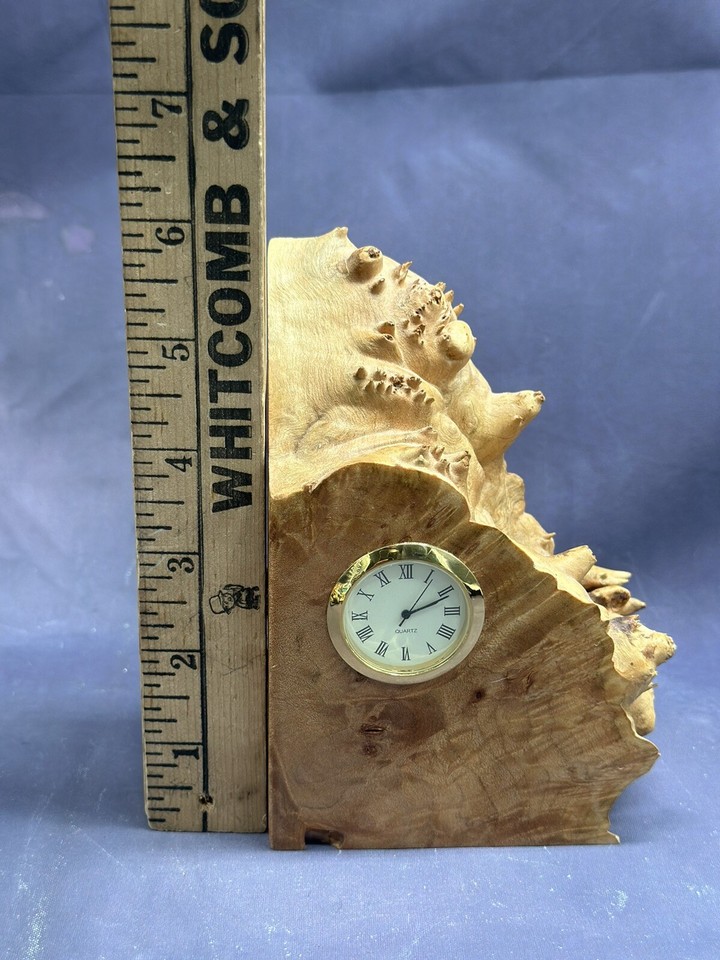 Charles Elkan Burl Wood Quartz Desk Shelf Sitter Clock | eBay