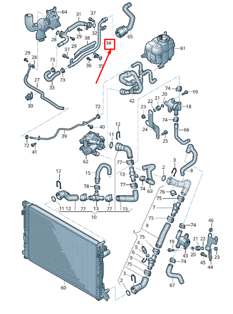 Audi A4 2020 ONW 2.0 TFSI 06L121085AF Engine Coolant Water Hose Tube ...