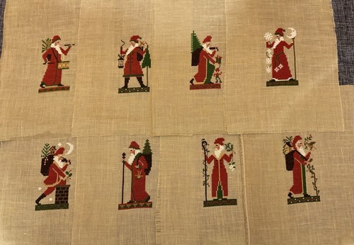 Vintage Prairie Schooler “Old World Santas” Finished Cross Stitch Set ...