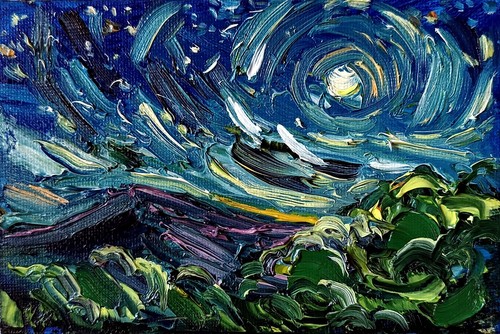Original Moonlight Landscape Oil Painting – Handmade Contemporary JP O ...