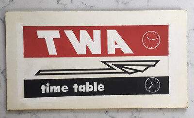 VINTAGE TWA TRANS WORLD AIRLINES ORIGINAL ILLUSTRATION ART TIME TABLE ...