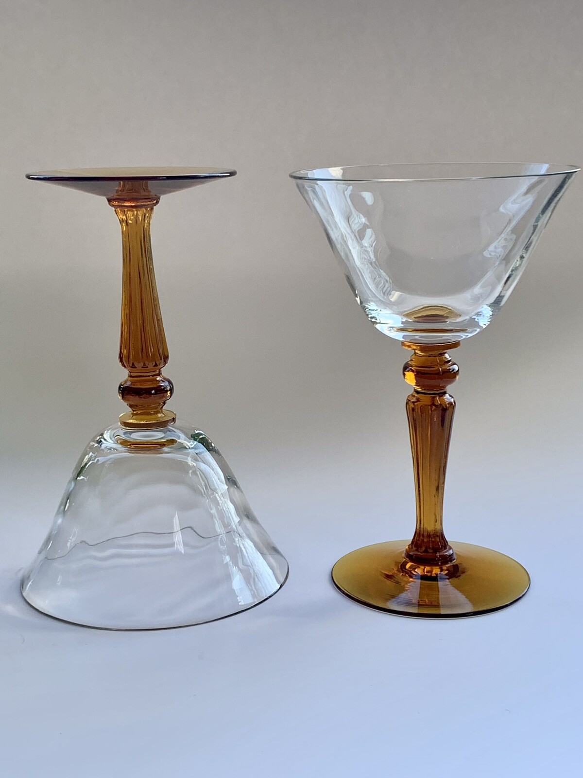 Vtg 1920-46 Fostoria 5093 Amber Stem Clear Optic Loop Claret Wine ...