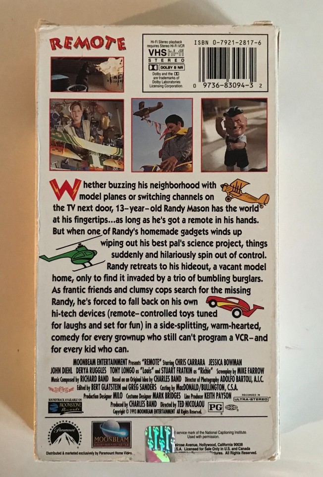 Remote VHS 1993 Moonbeam Full Moon Charles Band Ted Nicolaou 90s Kids ...