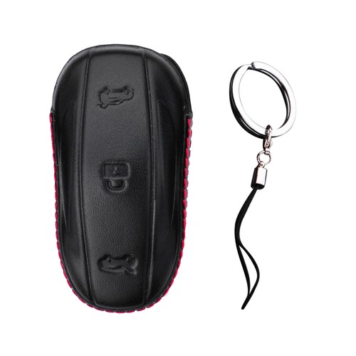 Protector Genuine Leather Car Key Cover Bag With Chain For Tesla Model ...
