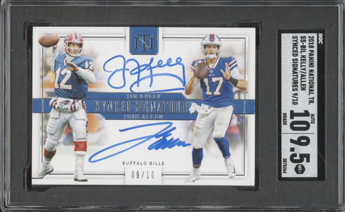 2018 National Treasure Synced Signature Jim Kelly Josh Allen /10 SGC 9. ...