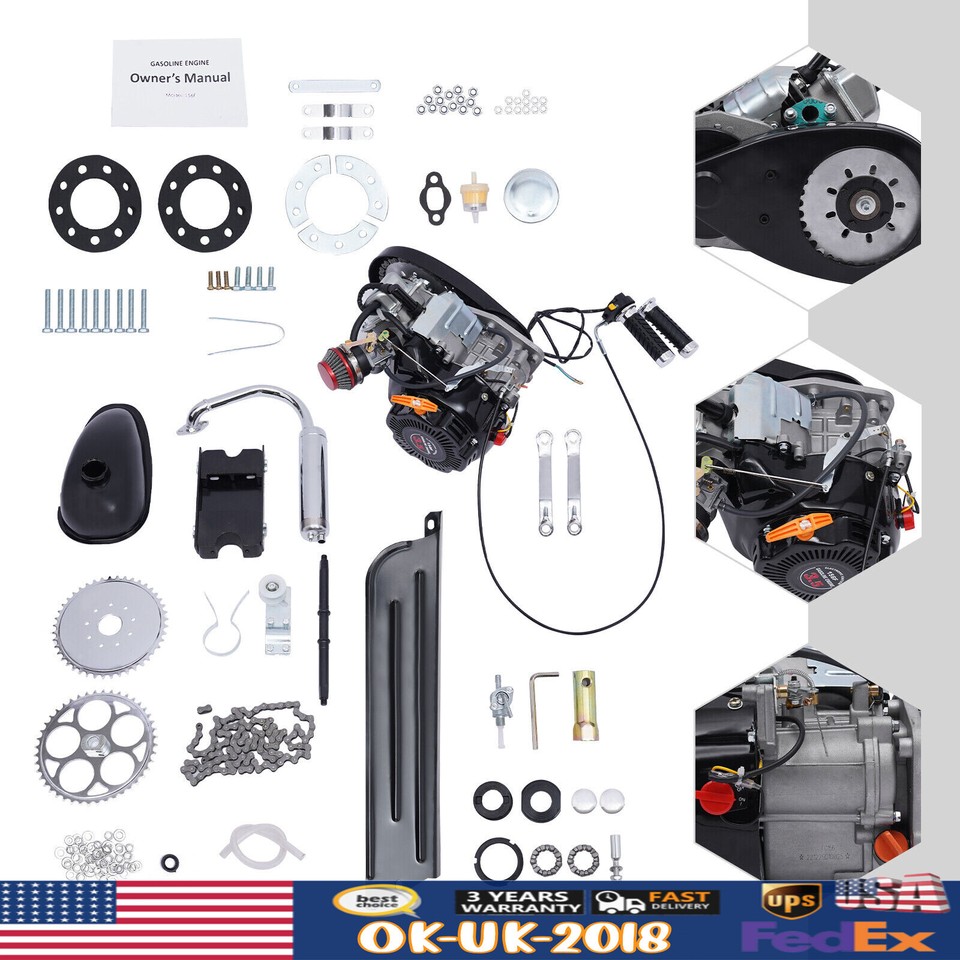 100cc 4 stroke Bicycle Engine Kit Set Gas Motorized Motor Bike Modified ...