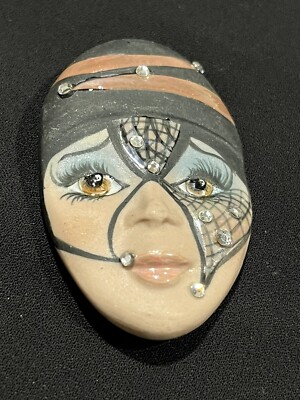 Vintage Hand Painted Ceramic Face Brooch | eBay