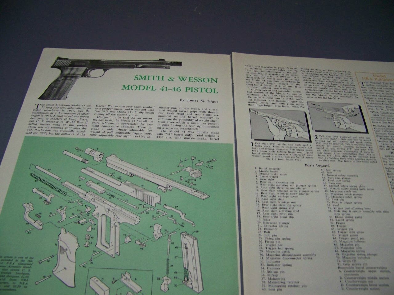 HISTORY: SMITH & WESSON MODEL 41-46 PISTOL..DETAILS/EXPLODED VIEW (806W ...