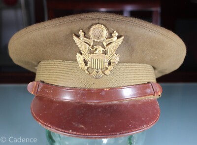 US WW2 Officer's Luxenberg Visor Hat Cap Luxenberg New York Badge Cond ...