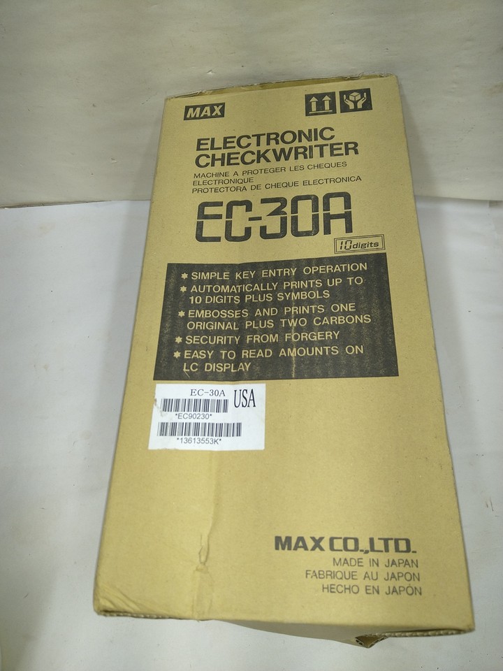 MAX Electronic Checkwriter, 10-Digit, EC30A NEW - OPEN BOX EC-30A | eBay