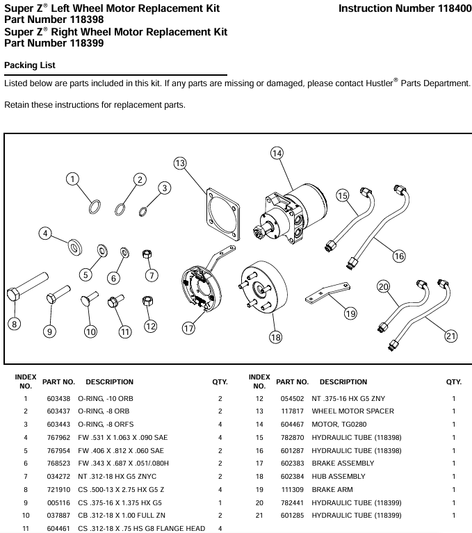 GENUINE OEM HUSTLER PART #118399 (Right Side) Wheel Motor Kit | eBay