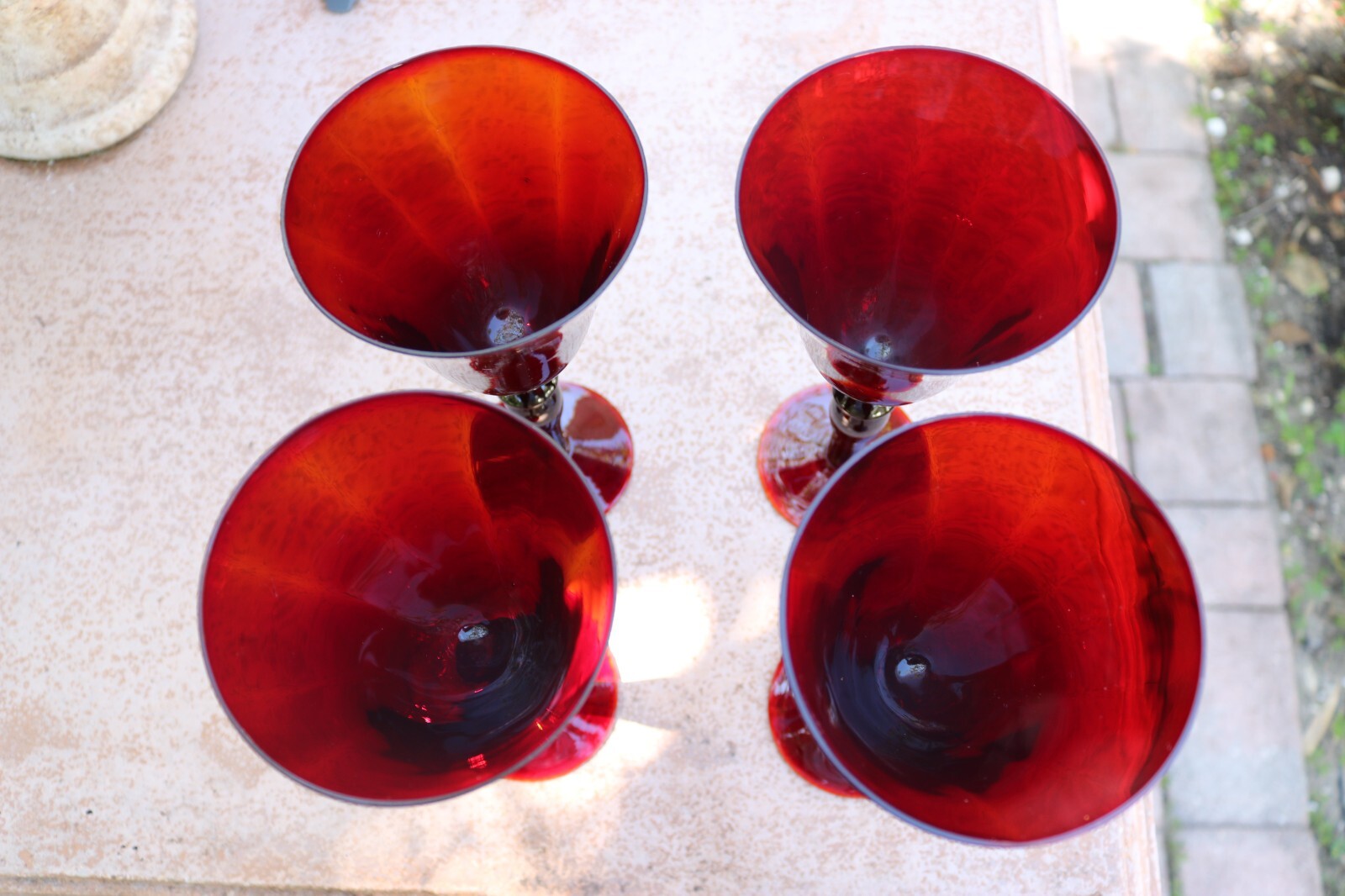 Ruby Red Stemware 4 Wine GLASSES 8 " Pigeon Blood Fifth Avenue Crystal ...