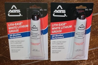 Lot of 2 AGS Lith-Ease White Lithium Grease 1.25oz Multi-Purpose ...