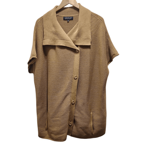 Jones New York brown ribbed knit button front double breasted sweater ...
