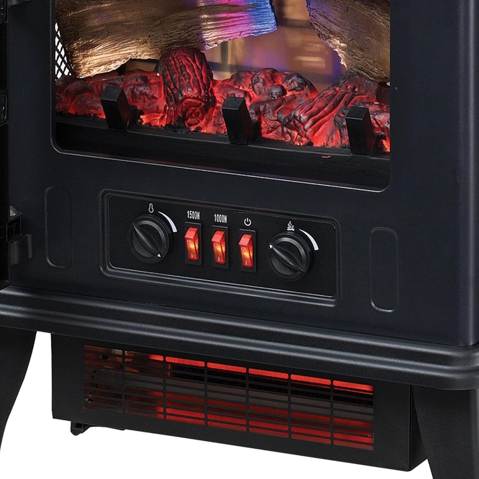 duraflame® 3D Infrared Quartz Electric Fireplace Stove Heater, Black | eBay