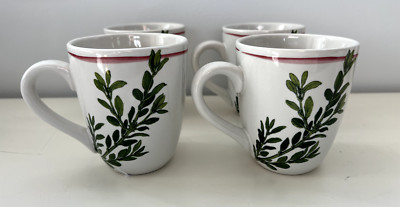Southern Living BALLARD DESIGN Set of 4 Evergreen Branch Coffee Tea Mug ...