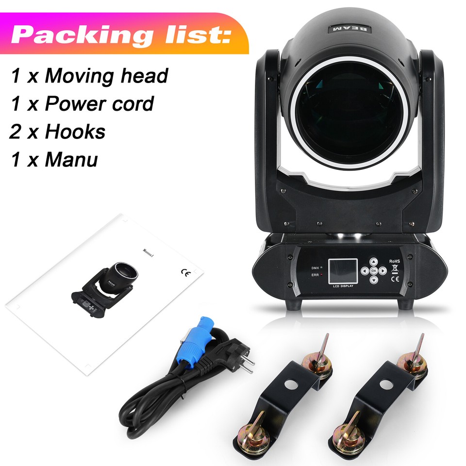 300W LED 18Prism Moving Head Light Beam Stage DMX Spot Disco Party DJ ...