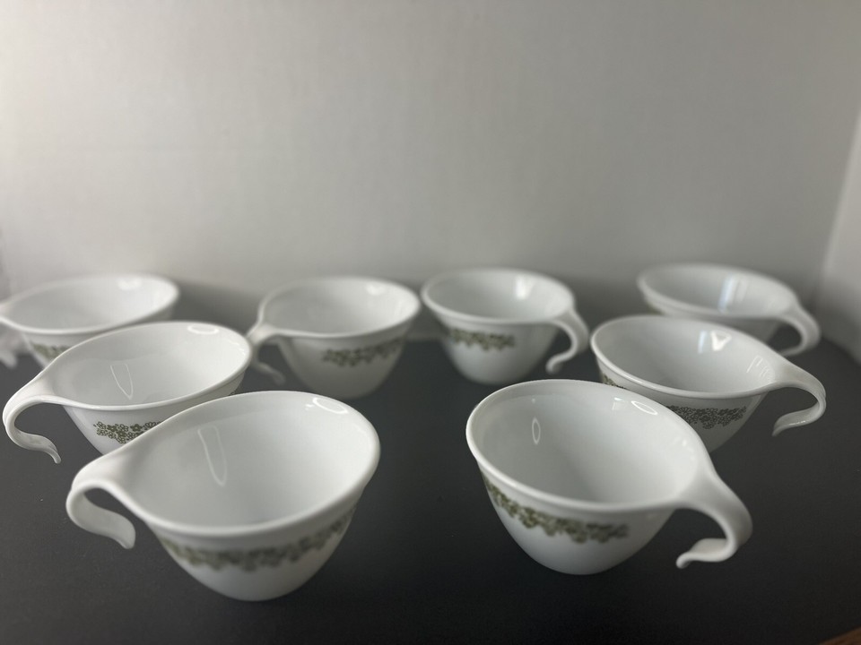 Vintage CORELLE Stacking Tea Cups SPRING BLOSSOM CRAZY DAISY (8) Hook ...