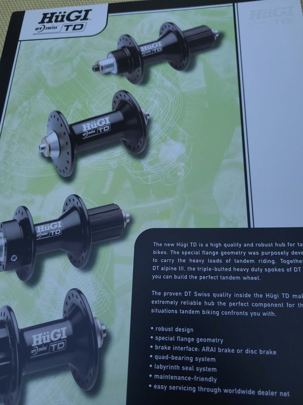 DT Swiss HuGI TD High Quality & Robust Hub for Tandem Bikes Brochure | eBay