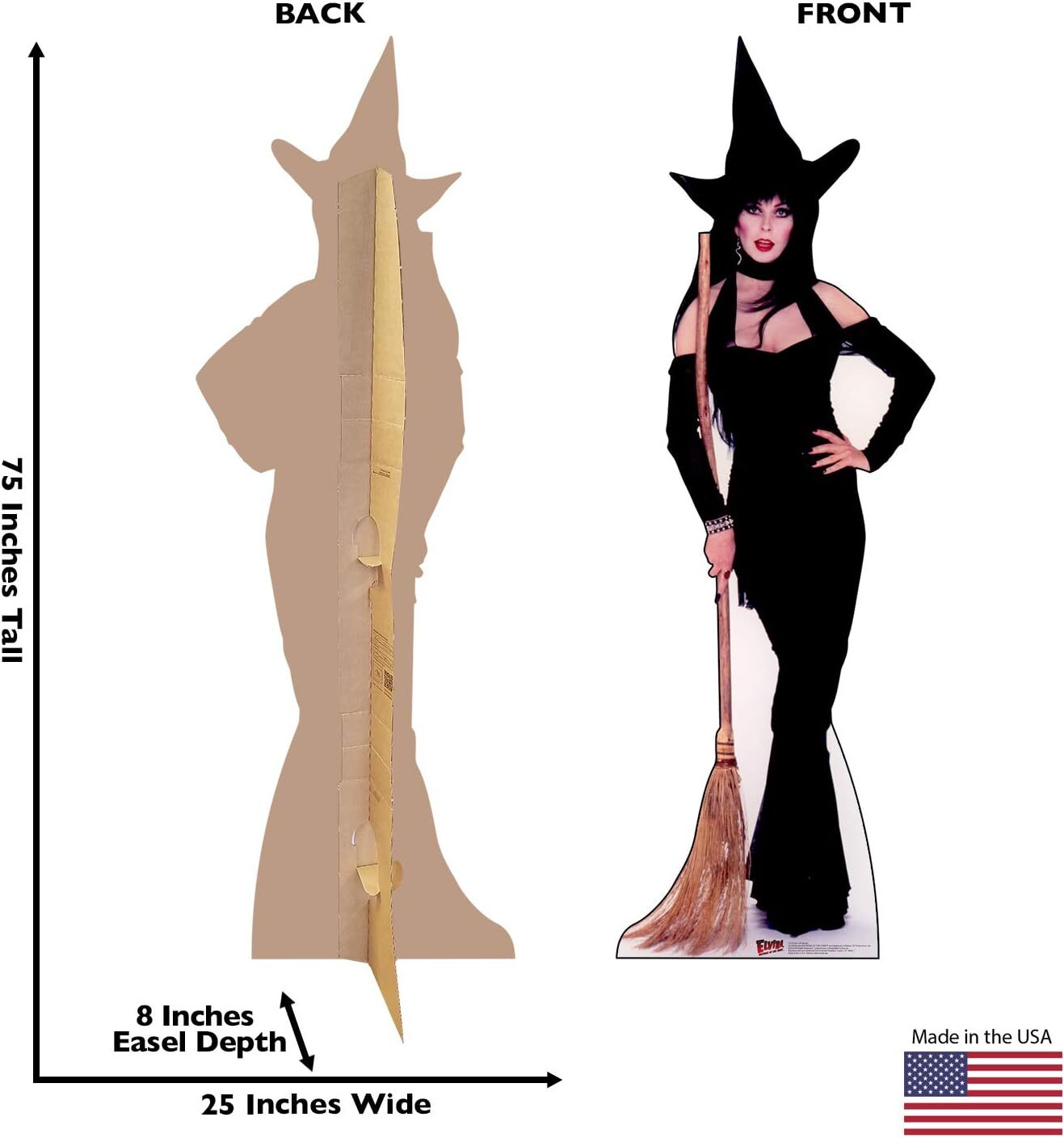 Elvira Broom Witch Halloween Lifesize Standup Standee Cardboard ...