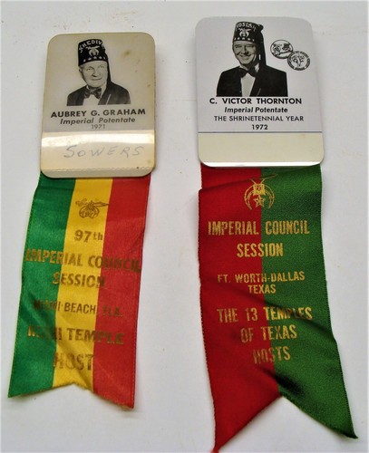1971-72 Victor Thornton & Aubrey Graham Imperial Potentate Mihi Temple ...