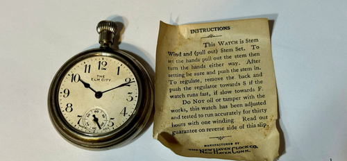 New Haven Watch Co. No. 285 Elm City Pocket Watch Nickel Original Box ...