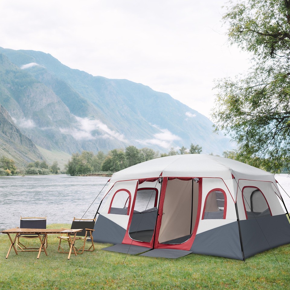Instant Cabin Tent 10 Person 2 Rooms Outdoor Shelter Camping Large Room ...
