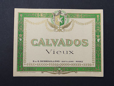 Vecchia etichetta CALVADOS VIEUX brodi distilleria Rodez etichetta ...