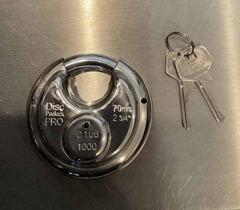 Disc Padlock Pro 70mm Stainless Steel - Comes With 2 Keys Storage Unit ...