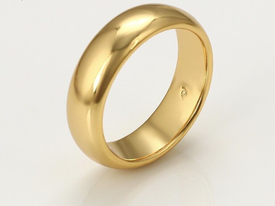 24ct 24K Yellow Gold plated Men Girl Plain Wedding wide Band Ring All ...