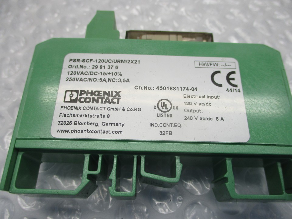 PHOENIX CONTACT PSR-SCF-120UC/URM/2X21 RELAY 250V NSNP | eBay