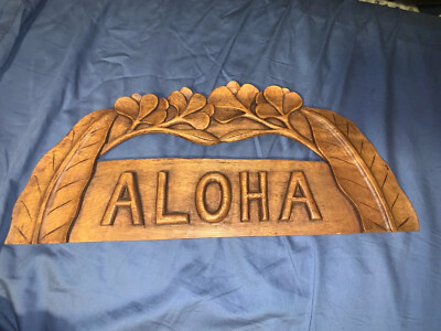 Hawaiian Handmade Wooden Aloha Welcome Sign 15 X 6 1/2 Beautiful Accent ...
