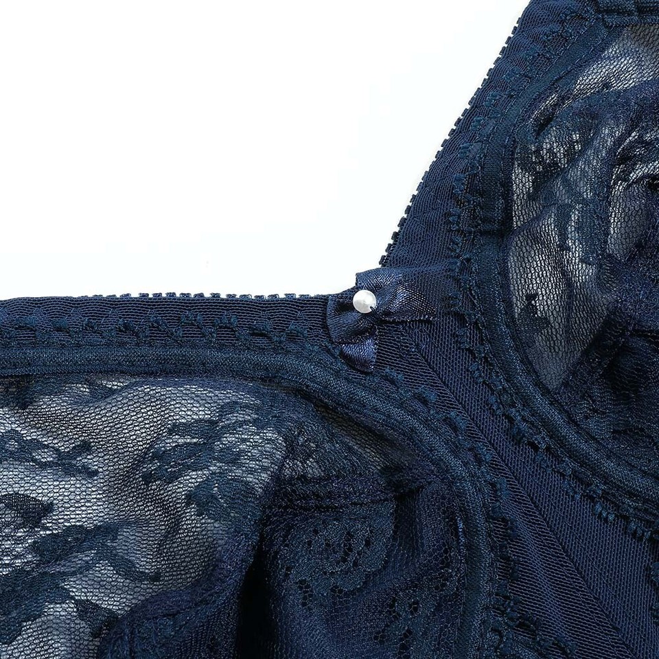 Full Coverage Bralette Wirefree All-Around Comfort Bra Floral Lace Plus ...