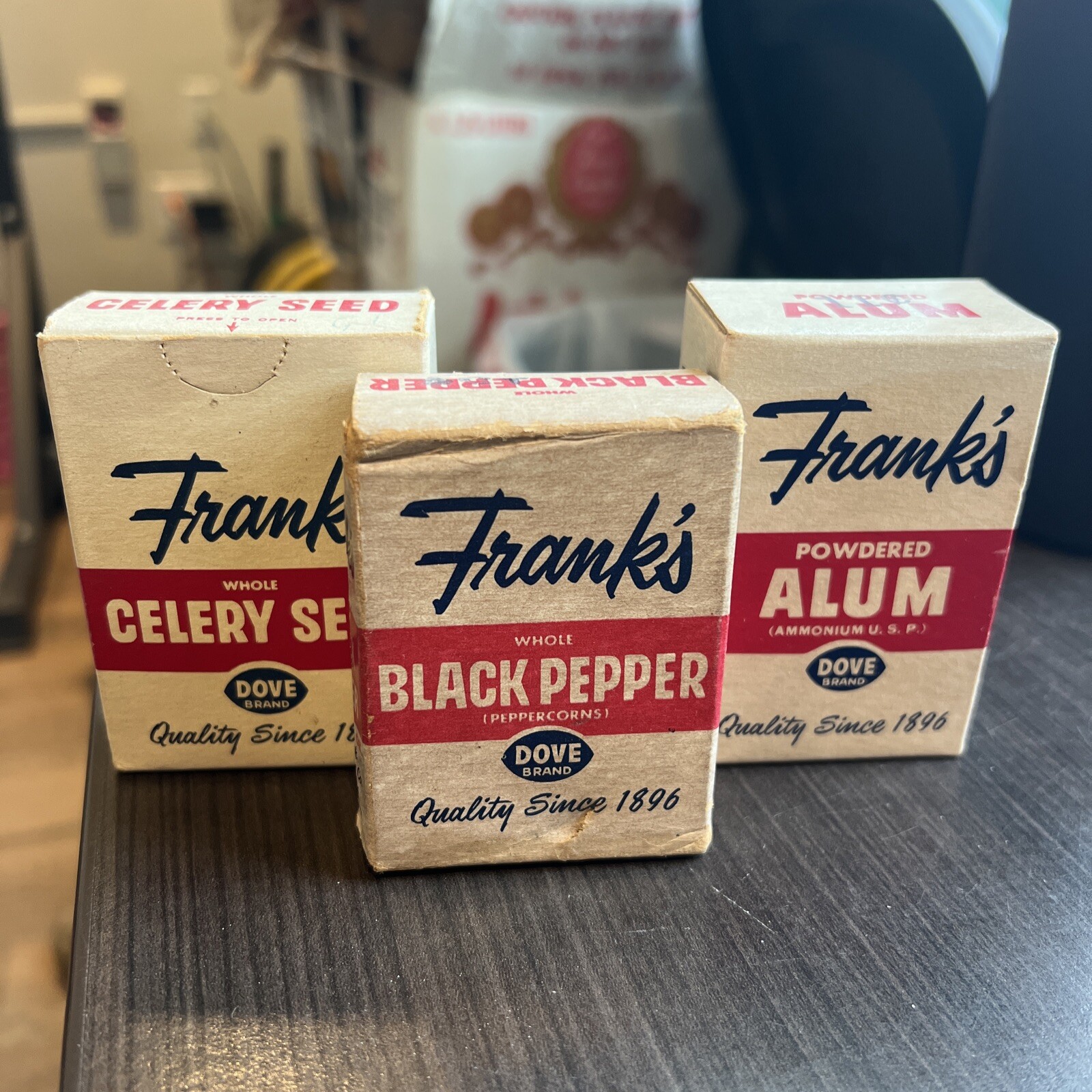 Lot Of 3 Franks Tea Spice Co Boxes Cincinnati Ohio Dove Brand Seed Alum ...