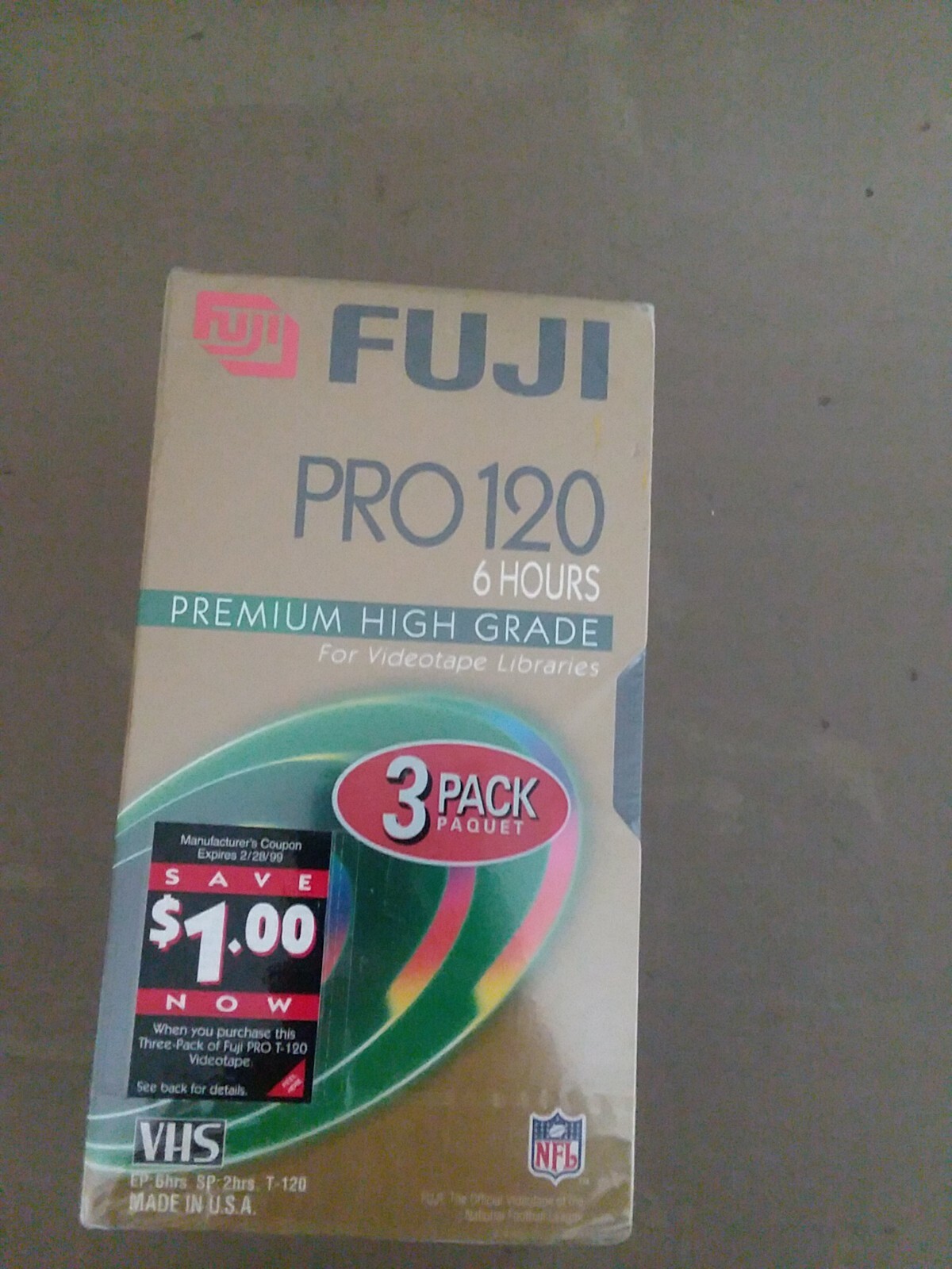 FUJI PRO 120 6 HOURS PREMIUM HIGH GRADE 3 PACK VHS BLANK TAPES BRAND ...