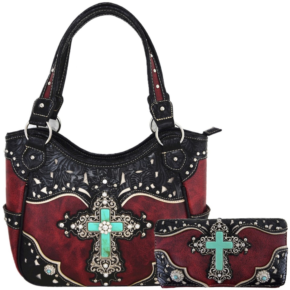 Western Cross Country Handbag Tooled Leather Purse Women Shoulder Bag ...