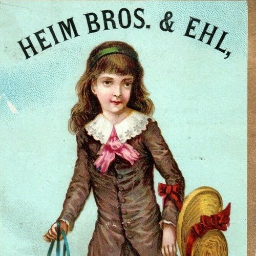 1880s Heim Bros. & Ehl Dry Goods & Notions Lovely Girl & Adorable Puppy ...
