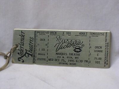 vintage Nederlander Theatres Victor Victoria Marquis brass fob ticket ...