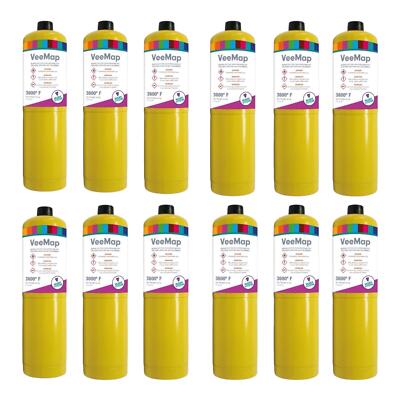 12 x Yellow MAPP /MAP+ Pro Gas Cylinder 400g Disposable Bottle Fast ...