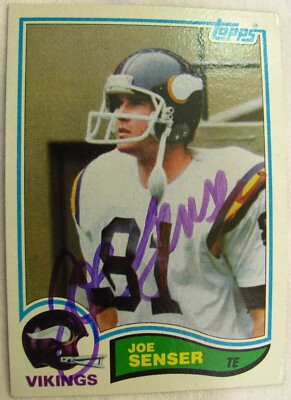 1982 Topps #398 Joe Senser Minnesota Vikings Personally Signed in 1993 ...