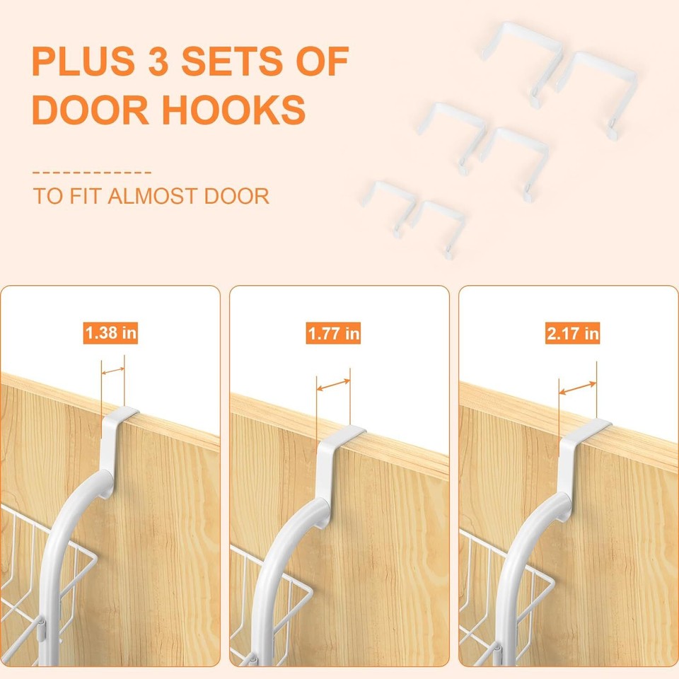 6 Tier Over the Door Pantry Organizer Rack Heavy-Duty Metal Hanging ...