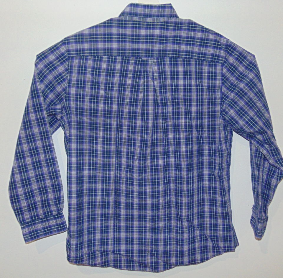 Chaps Long Sleeve Shirt Men Large Purple Plaid Cotton Easy Care | eBay